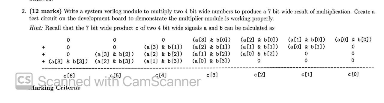 Solved 2 12 Marks Write A System Verilog Module To 