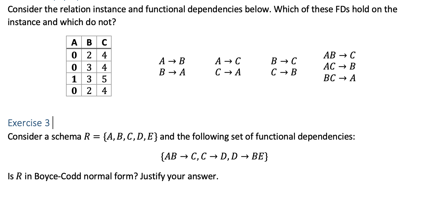 Solved Consider the relation instance and functional | Chegg.com