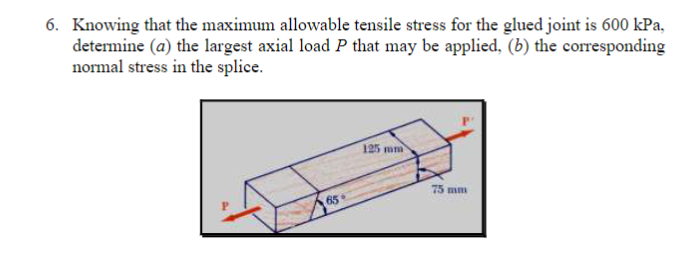 Solved 6. Knowing that the maximum allowable tensile stress | Chegg.com