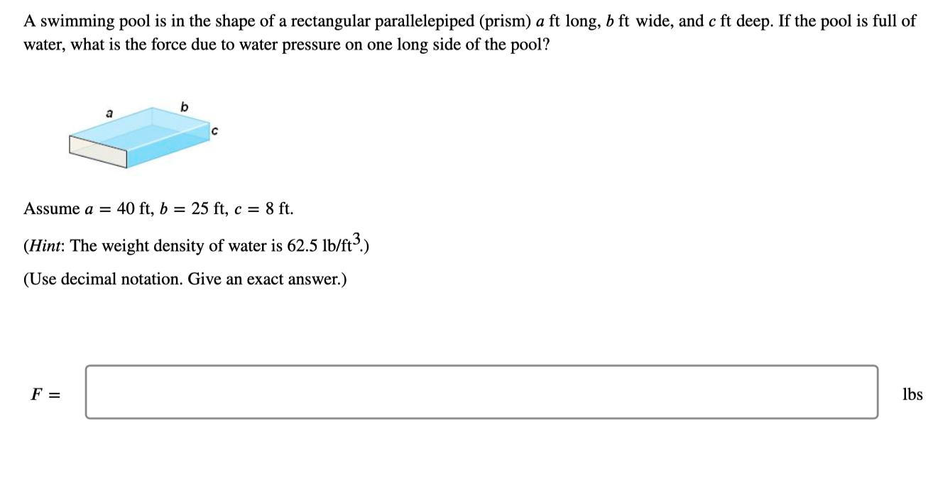 Solved A swimming pool is in the shape of a rectangular | Chegg.com