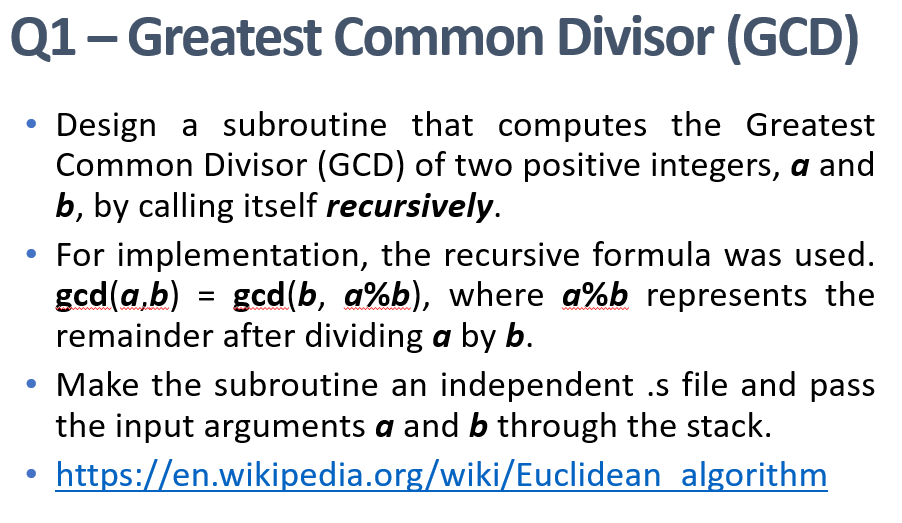 Solved Q1 - Greatest Common Divisor (GCD) Design a | Chegg.com