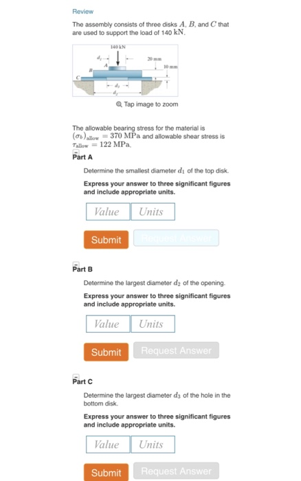 Solved Review The assembly consists of three disks A, B, and | Chegg.com