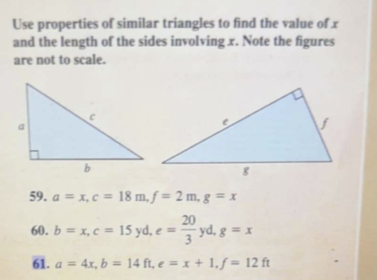 Solved Use properties of similar triangles to find the value | Chegg.com