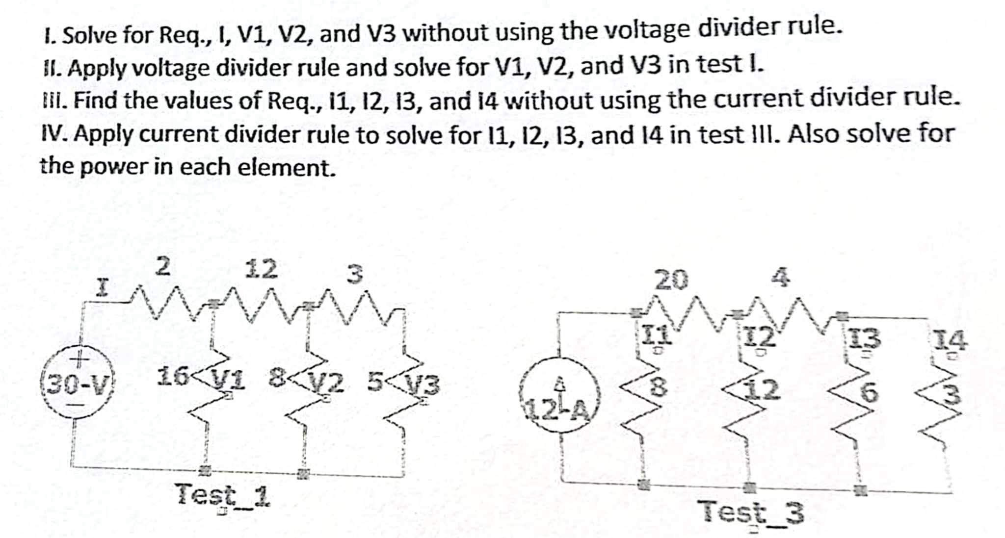 Solved I. Solve for Req., I, V1, V2, and V3 without using | Chegg.com