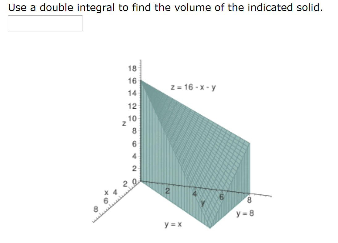 Solved Use a double integral to find the volume of the | Chegg.com Solved Use a double integral to find the volume of the | Chegg.com