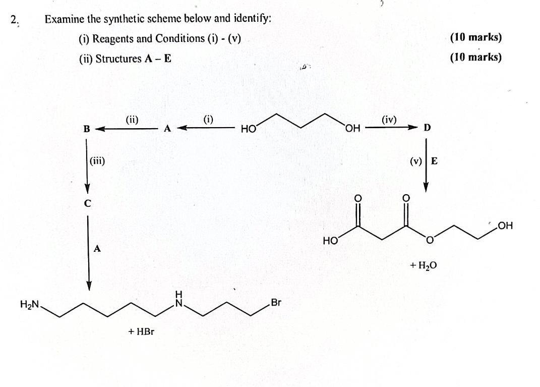 Solved 2. Examine the synthetic scheme below and identify: | Chegg.com