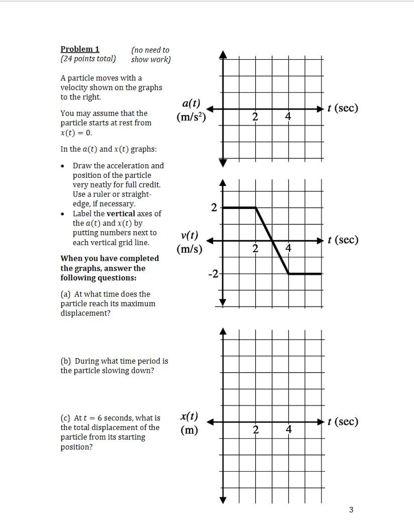 Solved (24 points total) show work) A particle moves with a | Chegg.com