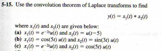 Solved 5-15. Use the convolution theorem of Laplace | Chegg.com