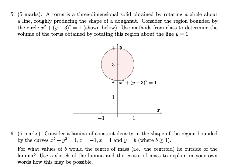 Solved 5. (5 marks). A torus is a three-dimensional solid | Chegg.com