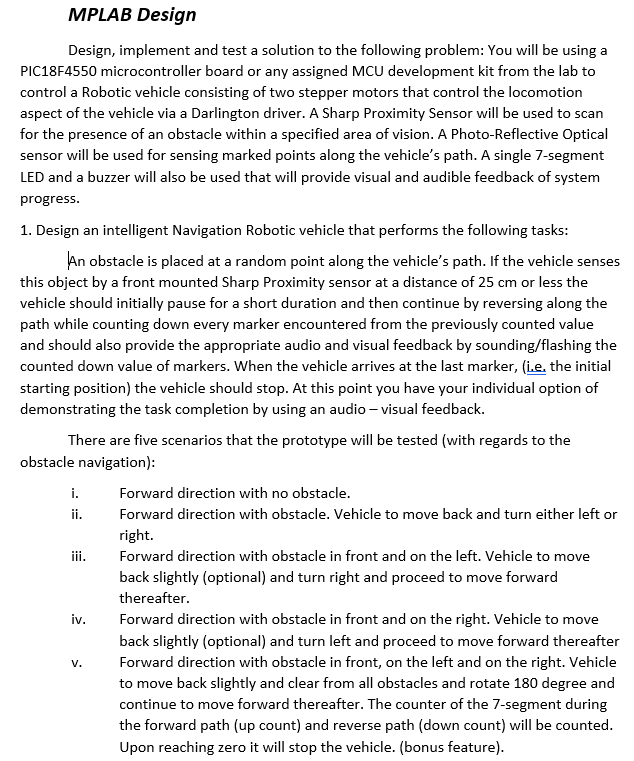 MPLAB Design Design, implement and test a solution to | Chegg.com