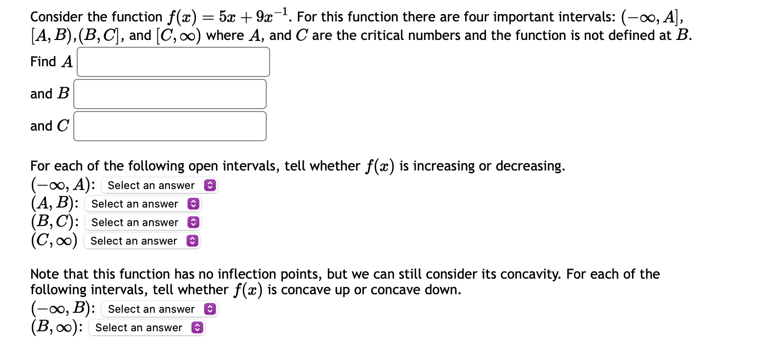 Solved Consider the function f(x)=5x+9x−1. For this function | Chegg.com