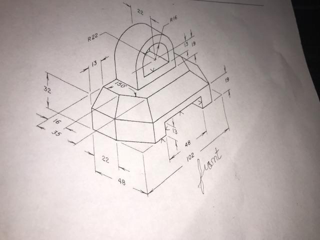 Solved **METRIC** Use AutoCad 2020 to draw this object in | Chegg.com