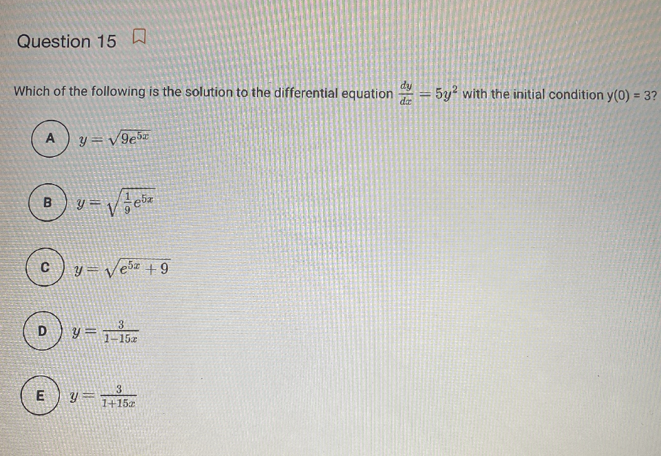 Solved Which of the following is the solution to the | Chegg.com