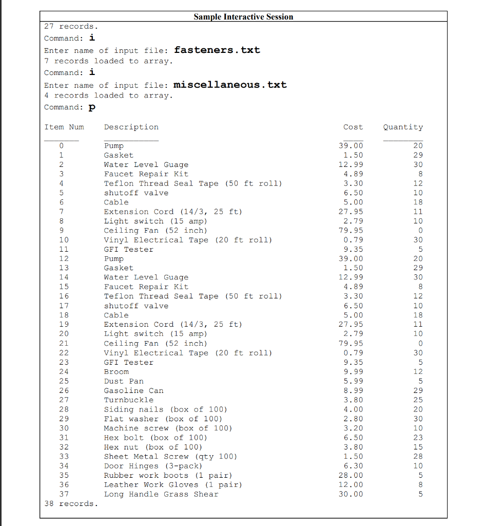 Solved Inventory Application Program This project involves | Chegg.com