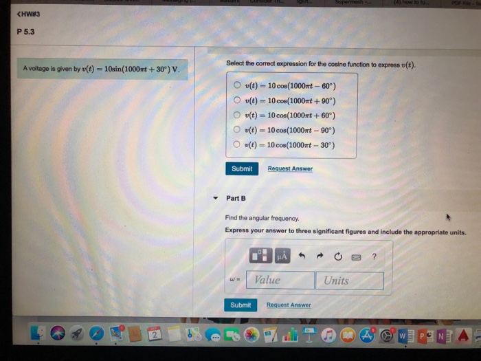 Solved P 5.3 Select the correct expression for the cosine | Chegg.com