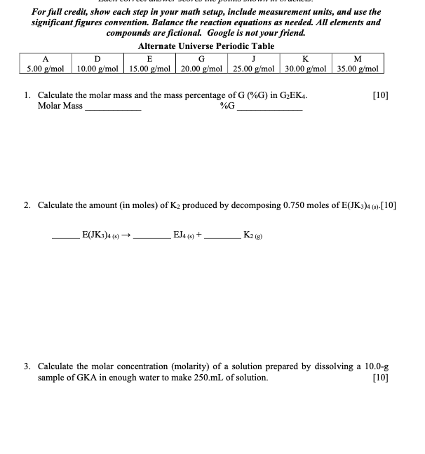 Solved For full credit, show each step in your math setup, | Chegg.com