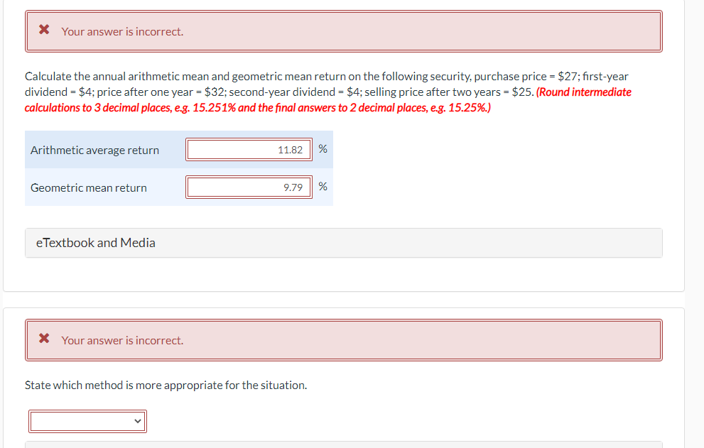 Solved Calculate the annual arithmetic mean and geometric | Chegg.com