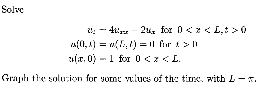 Solved Solve Ut = 4uxx – 2ux for 0
