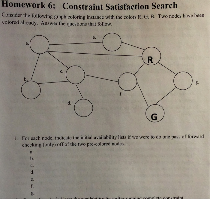 Solved Homework 6: Constraint Satisfaction Search Consider | Chegg.com