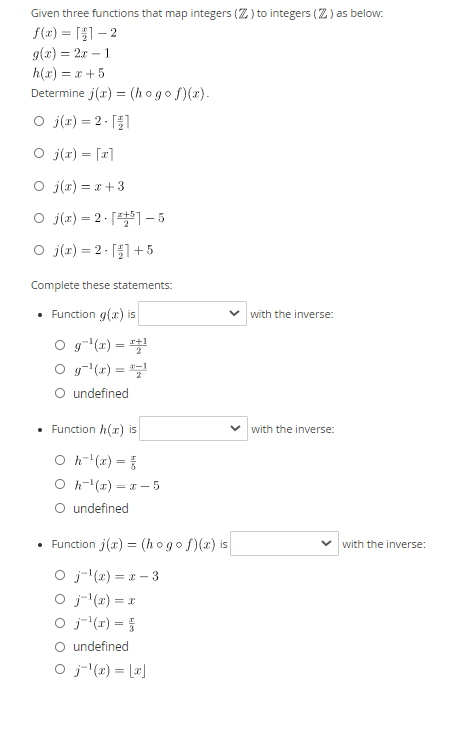 Solved Given three functions that map integers (Z) to | Chegg.com