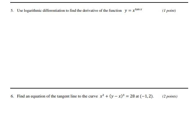 Solved 5. Use logarithmic differentiation to find the | Chegg.com
