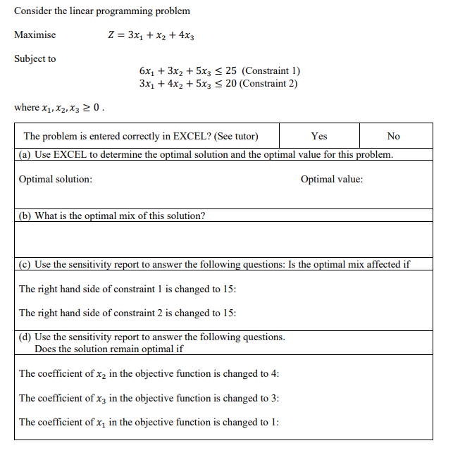 Solved Consider The Linear Programming Problem Maximise 