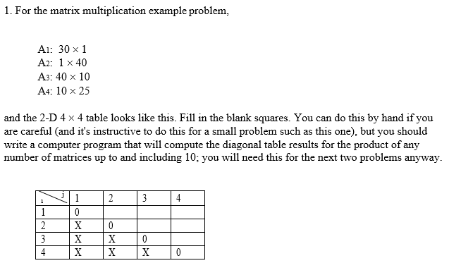 1. For the matrix multiplication example problem, Ai: | Chegg.com