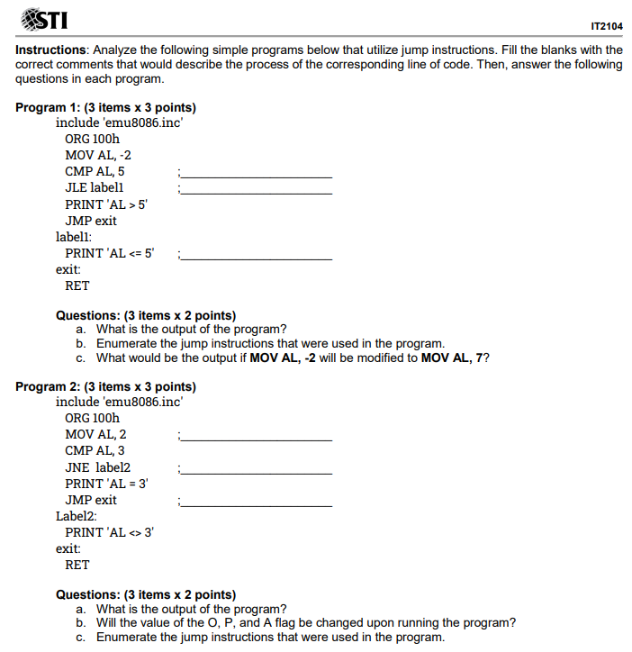 Solved Instructions: Analyze the following simple programs | Chegg.com