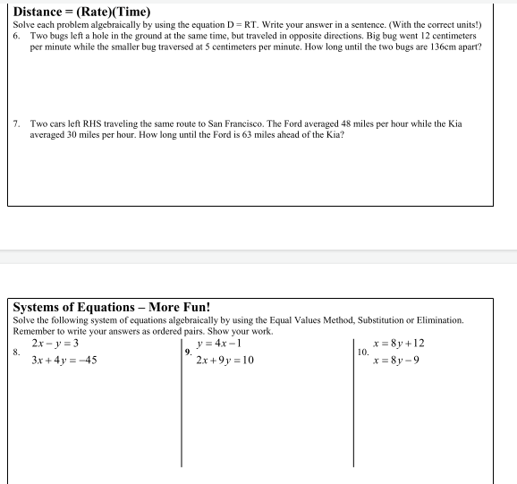 Solved Distance = (Rate)(Time) Solve each problem | Chegg.com