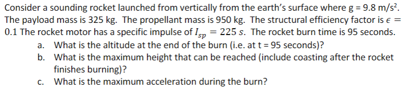 Solved Consider a sounding rocket launched from vertically | Chegg.com