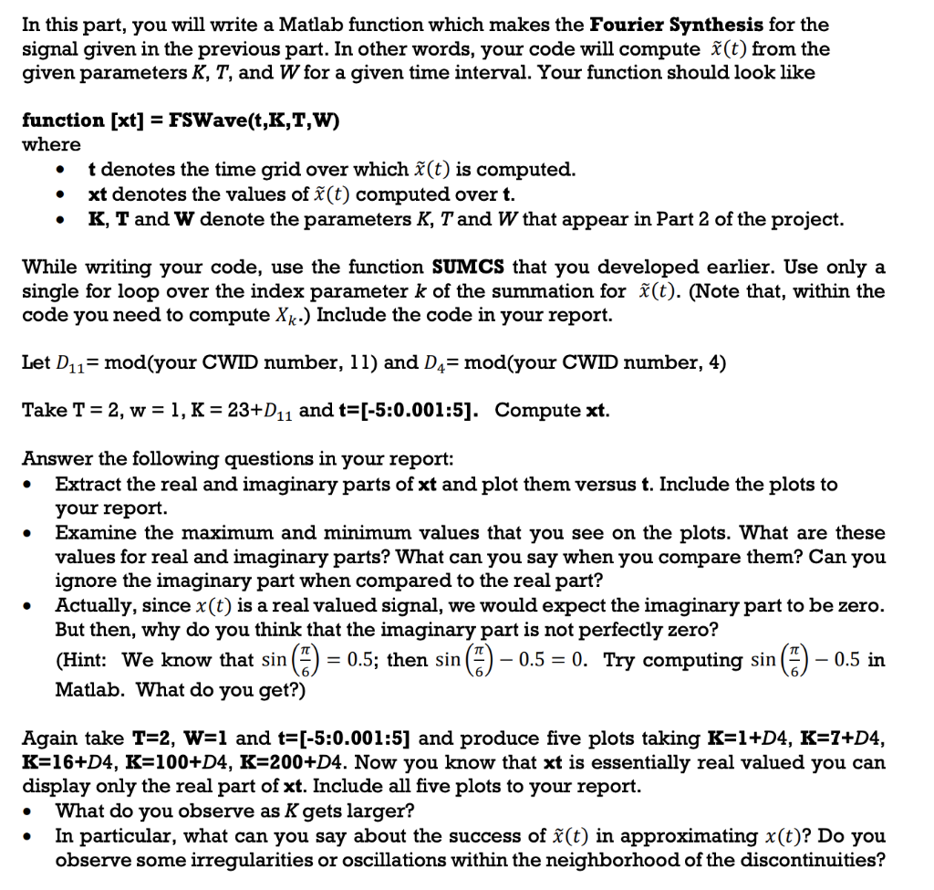 The CWID can be any 8 digit number for example | Chegg.com
