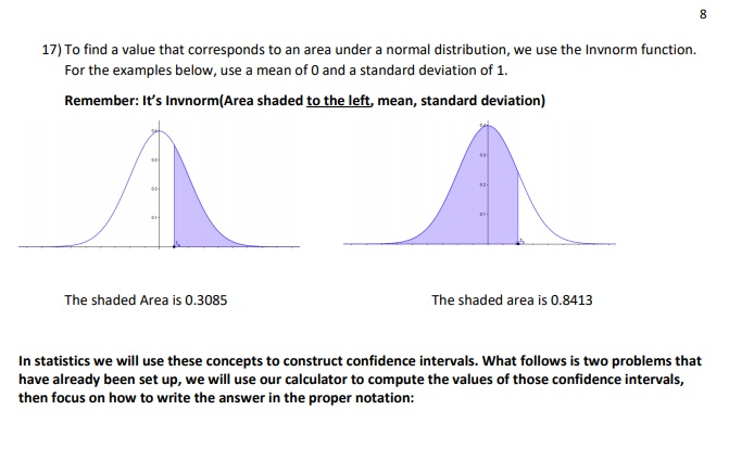 Solved 8 17) To find a value that corresponds to an area | Chegg.com