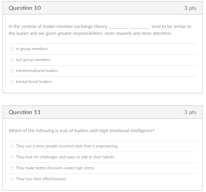 Solved Question 10 In the context of leader-member exchange | Chegg.com