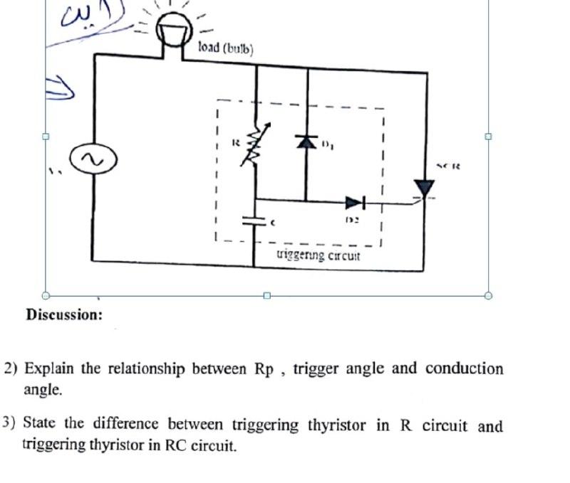 Solved འུ་ con load (bulb) V 1 -0 triggering circuit | Chegg.com