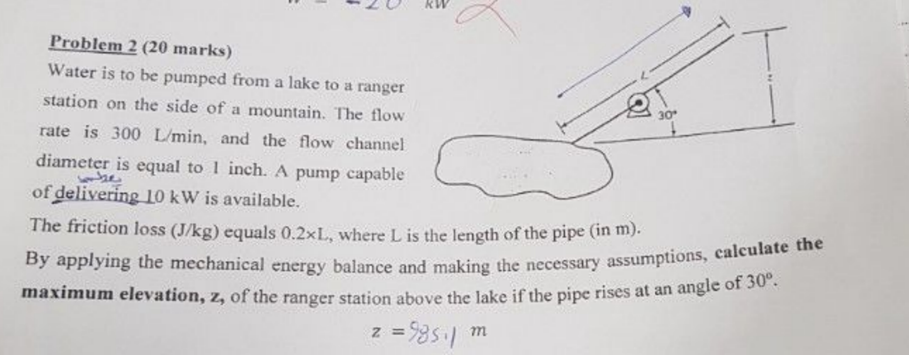 Solved Problem 2 (20 ﻿marks)Water is to be ﻿pumped from a | Chegg.com