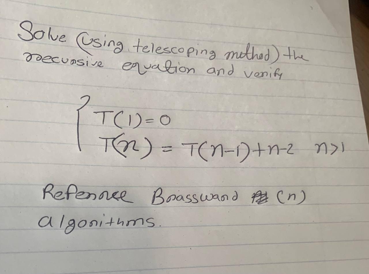 Solved Solve (using telescoping mothod) the recunsive | Chegg.com