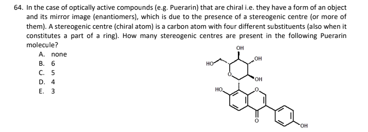 Solved 64. In the case of optically active compounds (e.g. | Chegg.com