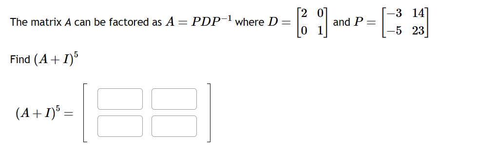 Solved The matrix A can be factored as A=PDP−1 where | Chegg.com