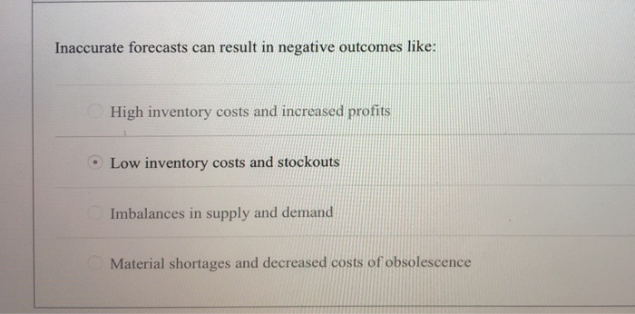 Solved Inaccurate forecasts can result in negative outcomes | Chegg.com