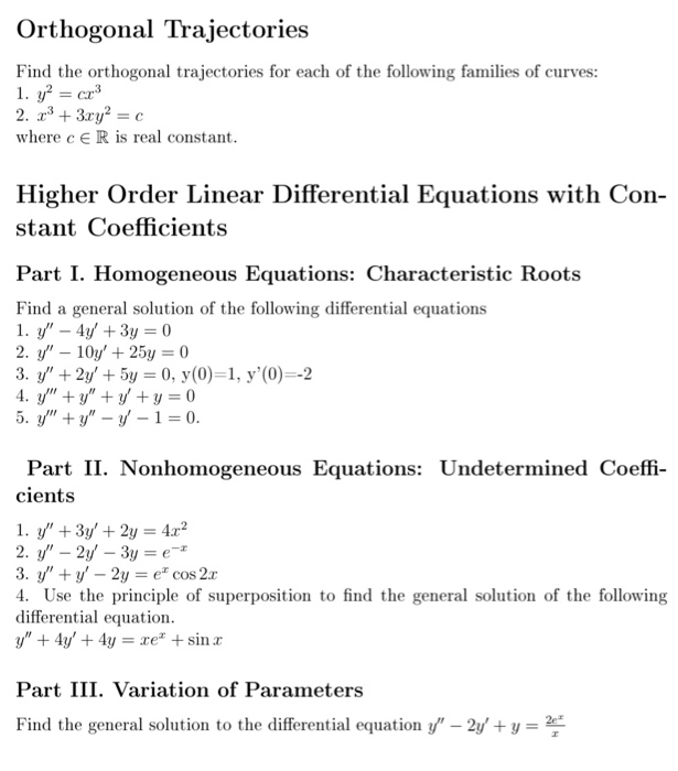 Solved Orthogonal Trajectories Find the orthogonal | Chegg.com