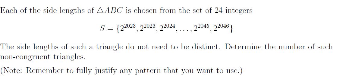 Solved Each of the side lengths of ABC is chosen from the | Chegg.com