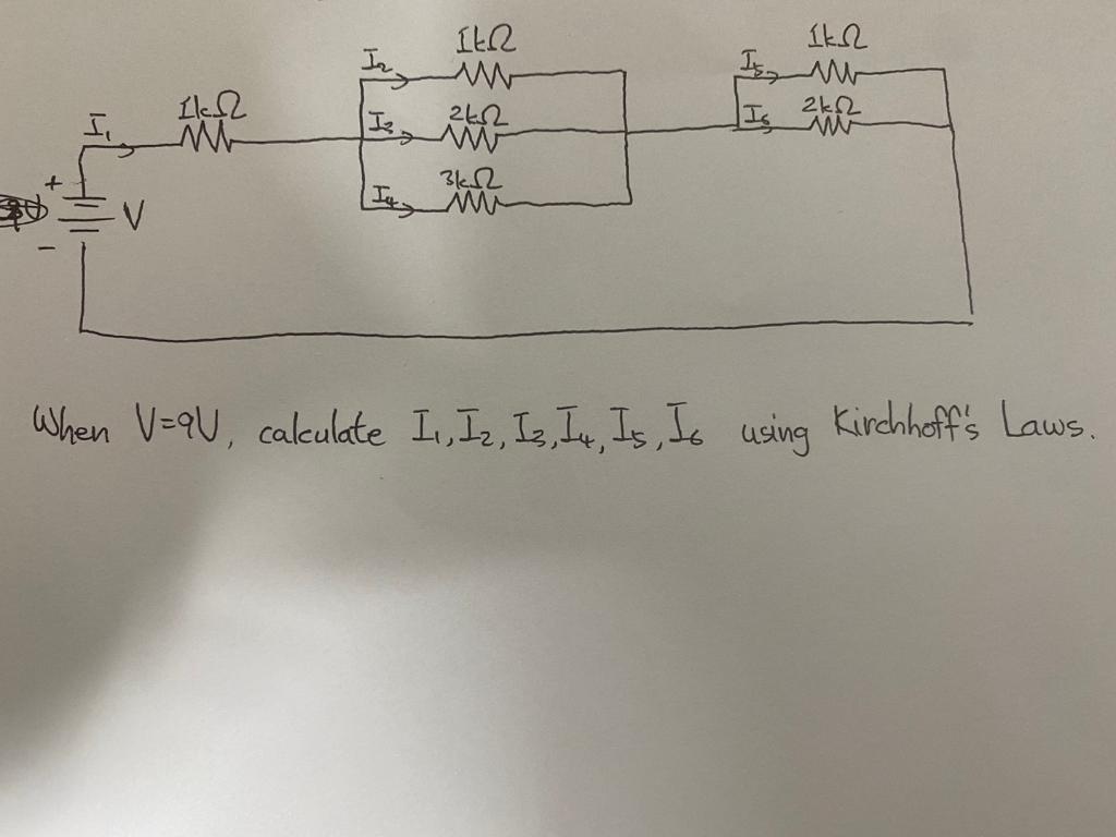 Solved When V=9U, calculate I1,I2,I3,I4,I5,I6 using | Chegg.com