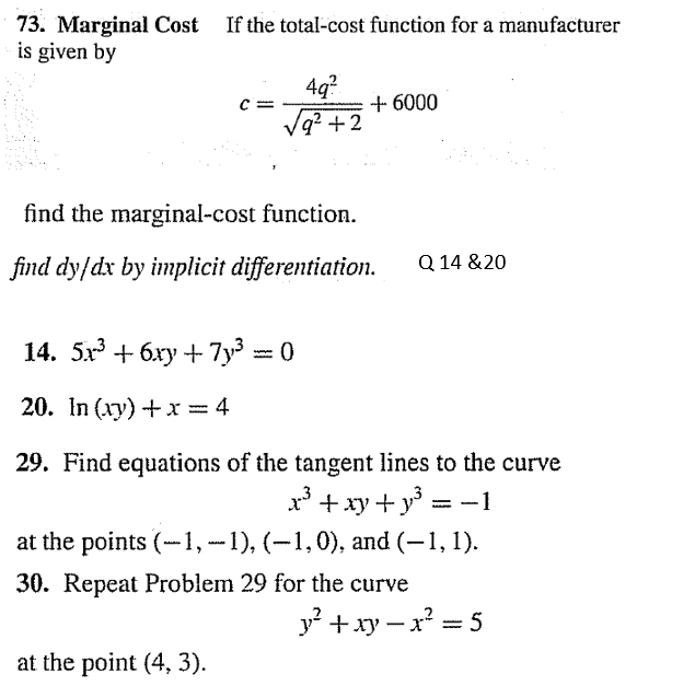 Solved 73. Marginal Cost If the total-cost function for a | Chegg.com