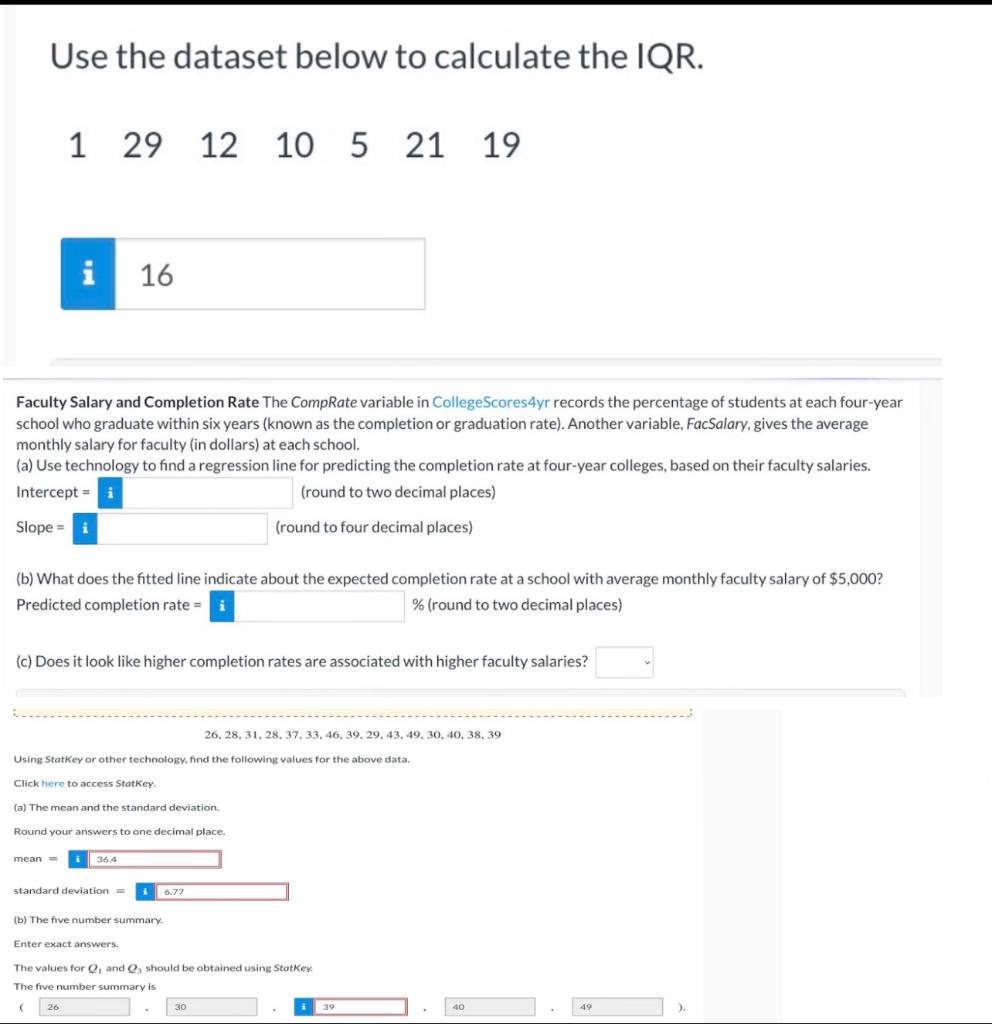 Solved Use the dataset below to calculate the IQR. 1 29 12 | Chegg.com