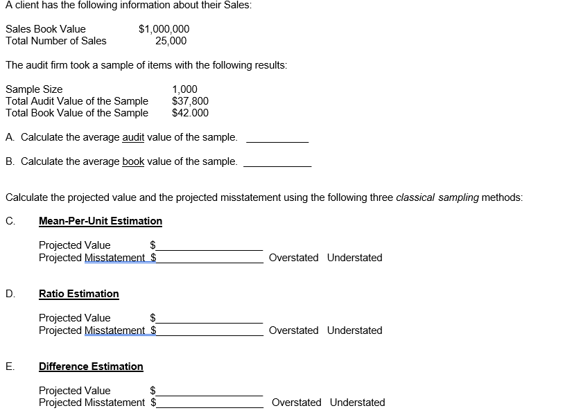 A client has the following information about their | Chegg.com