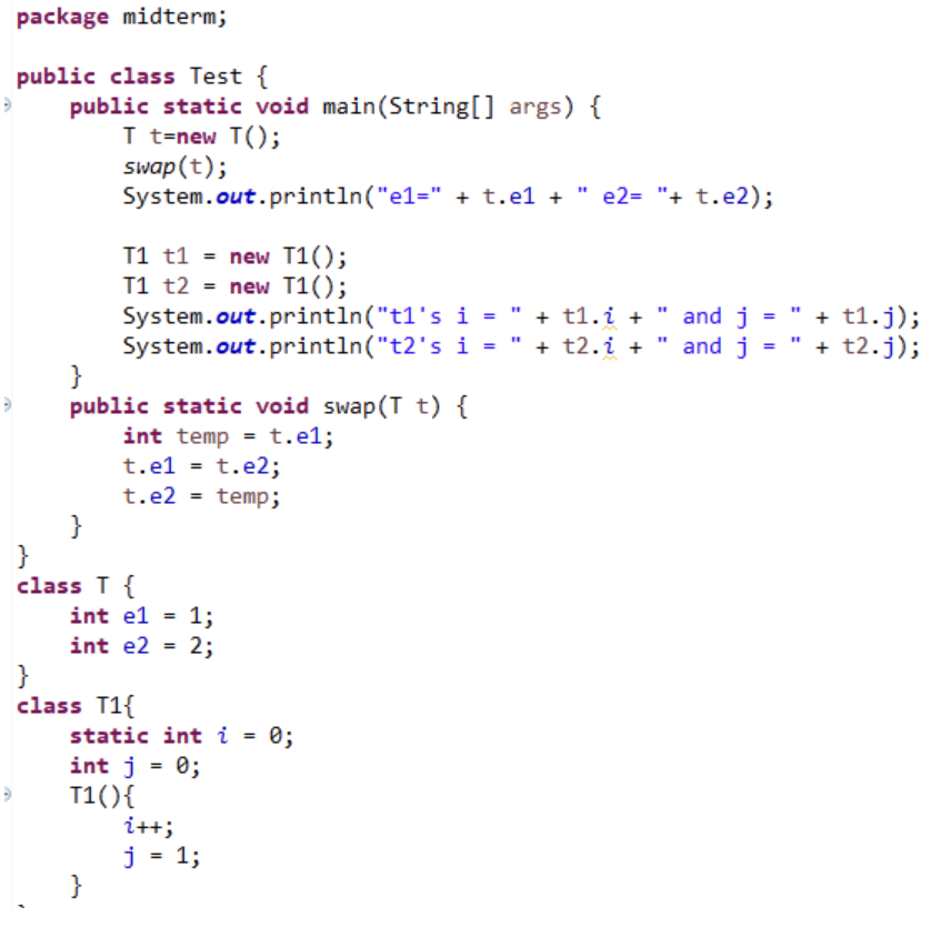 Solved package midterm; public class Test { public static | Chegg.com