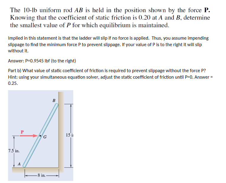 Solved The 10 - ﻿lb uniform \( \operatorname{rod} ﻿A B \) | Chegg.com