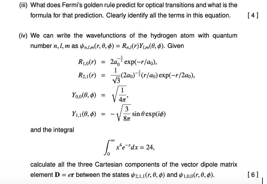 Solved (ii) What does Fermi's golden rule predict for | Chegg.com