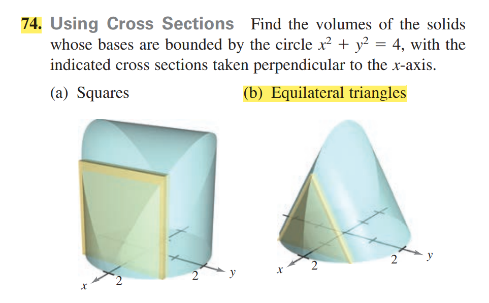 Solved 74. Using Cross Sections Find the volumes of the | Chegg.com