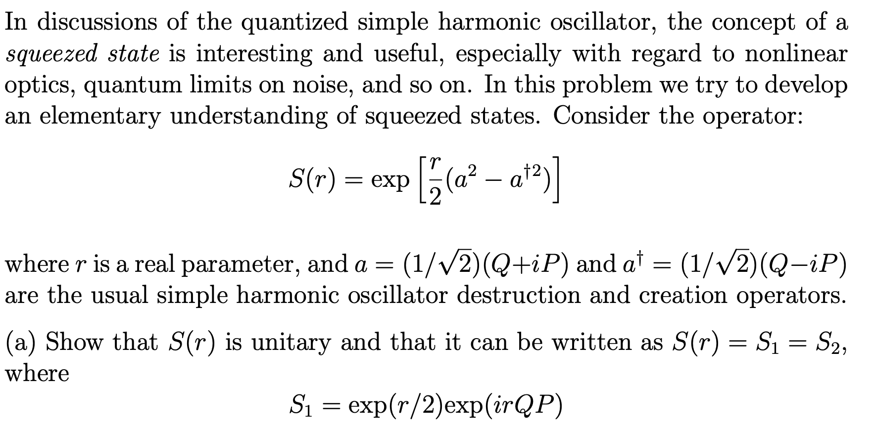 Solved S2=exp(−r/2)exp(irPQ) (b) In the coordinate | Chegg.com